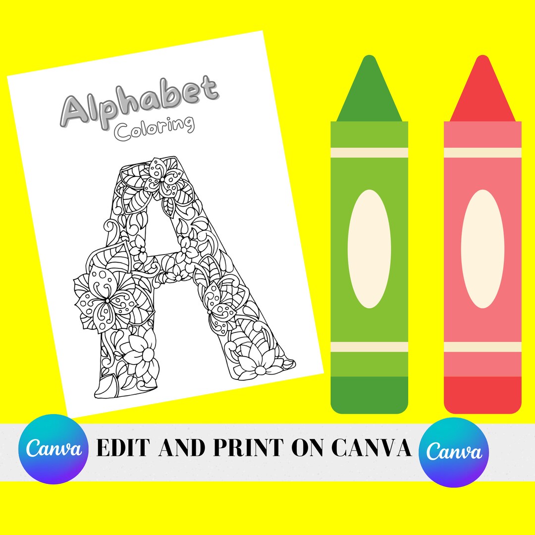 Childrens Alphabet Coloring Book Both Editable and Printable on Canva ...