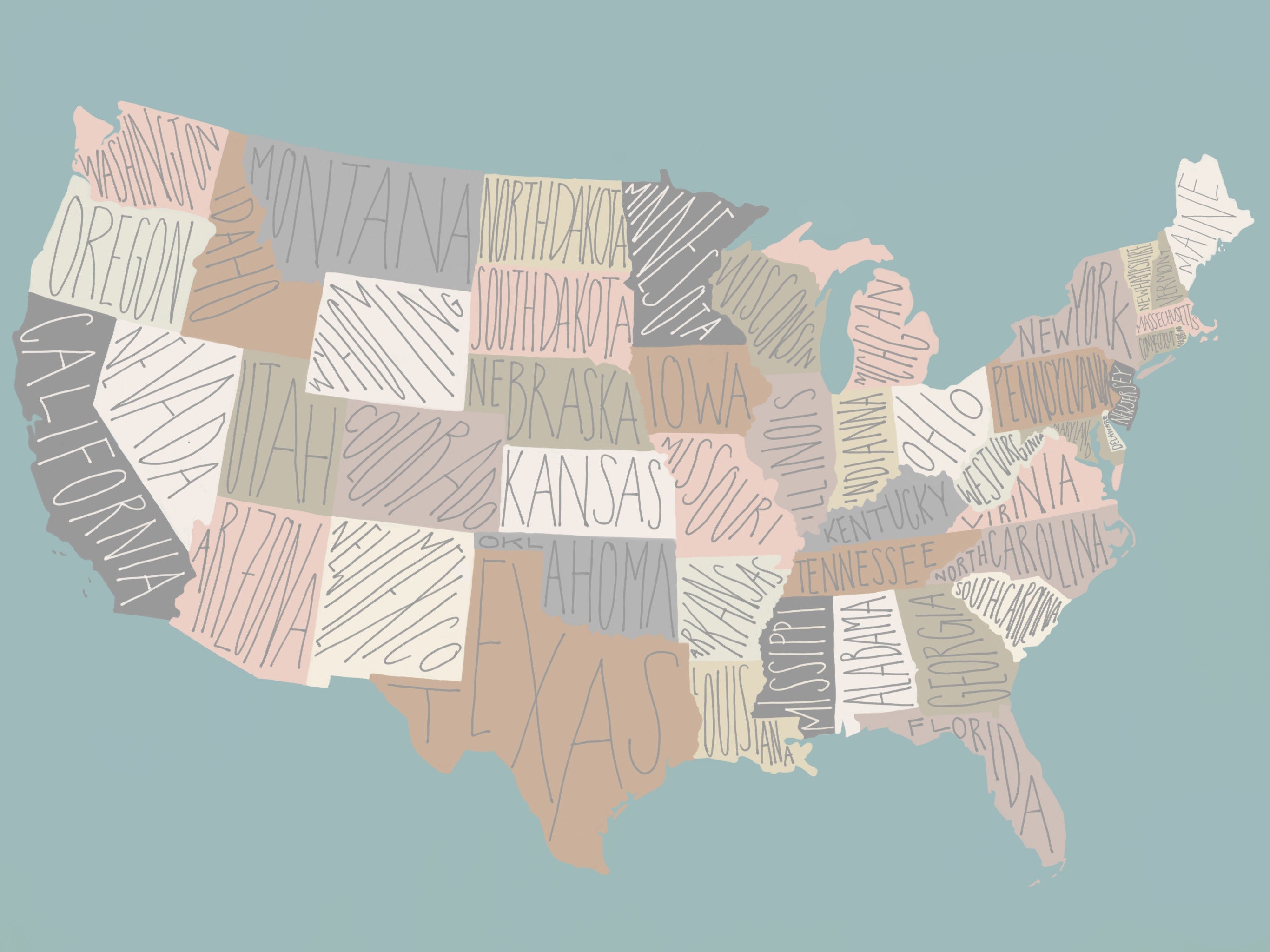 United States Map Digital Map | Etsy