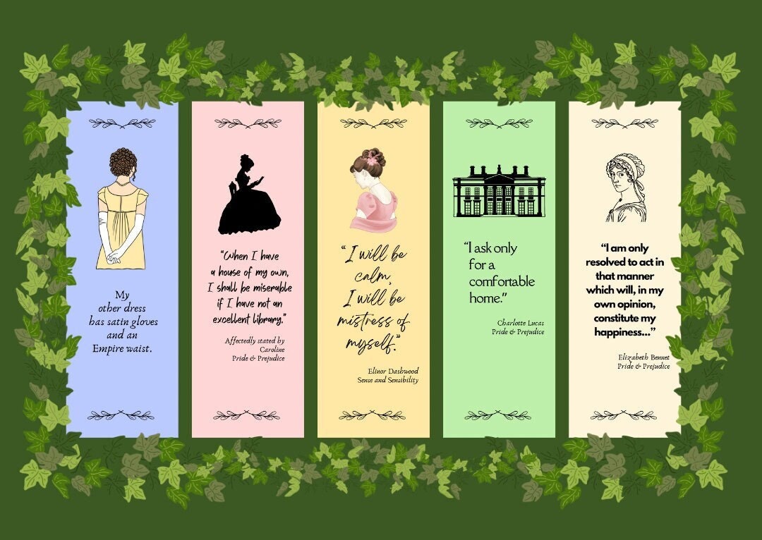 Jane Austen Bookmarks, Funny Bookmark, Digital Bookmarks, Download ...