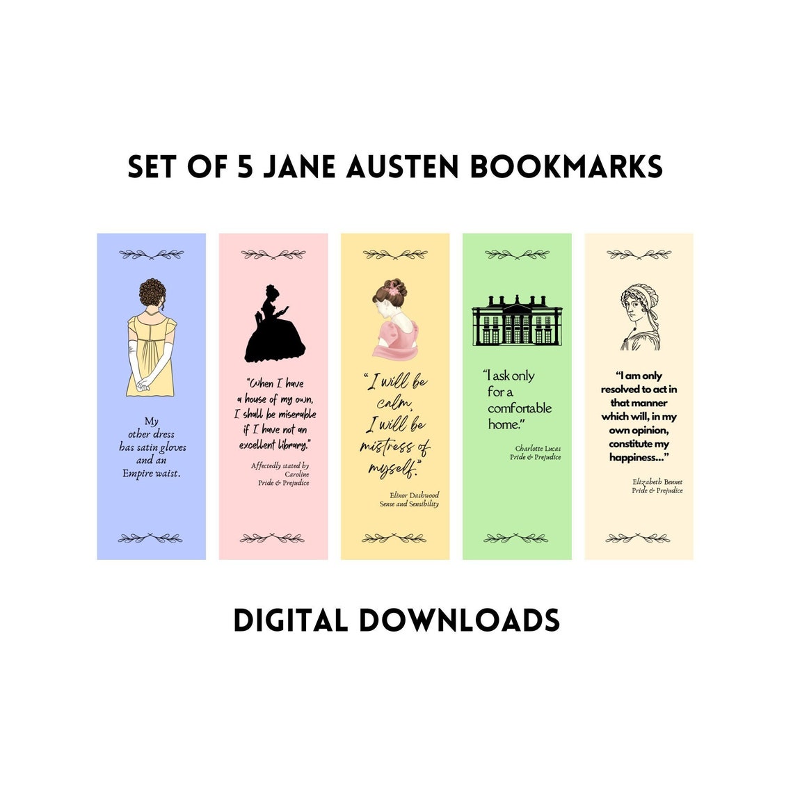 Jane Austen Bookmarks, Funny Bookmark, Digital Bookmarks, Download ...
