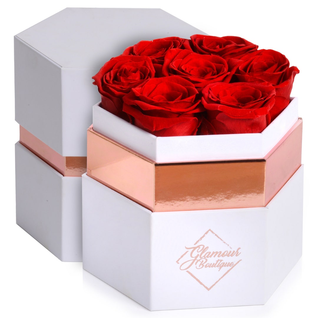 Handmade Seven Forever Red Rose Box - Preserved Roses in a Box ...