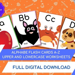 Alphabet Worksheet Flash Cards Printable for Preschool, Uppercase ...