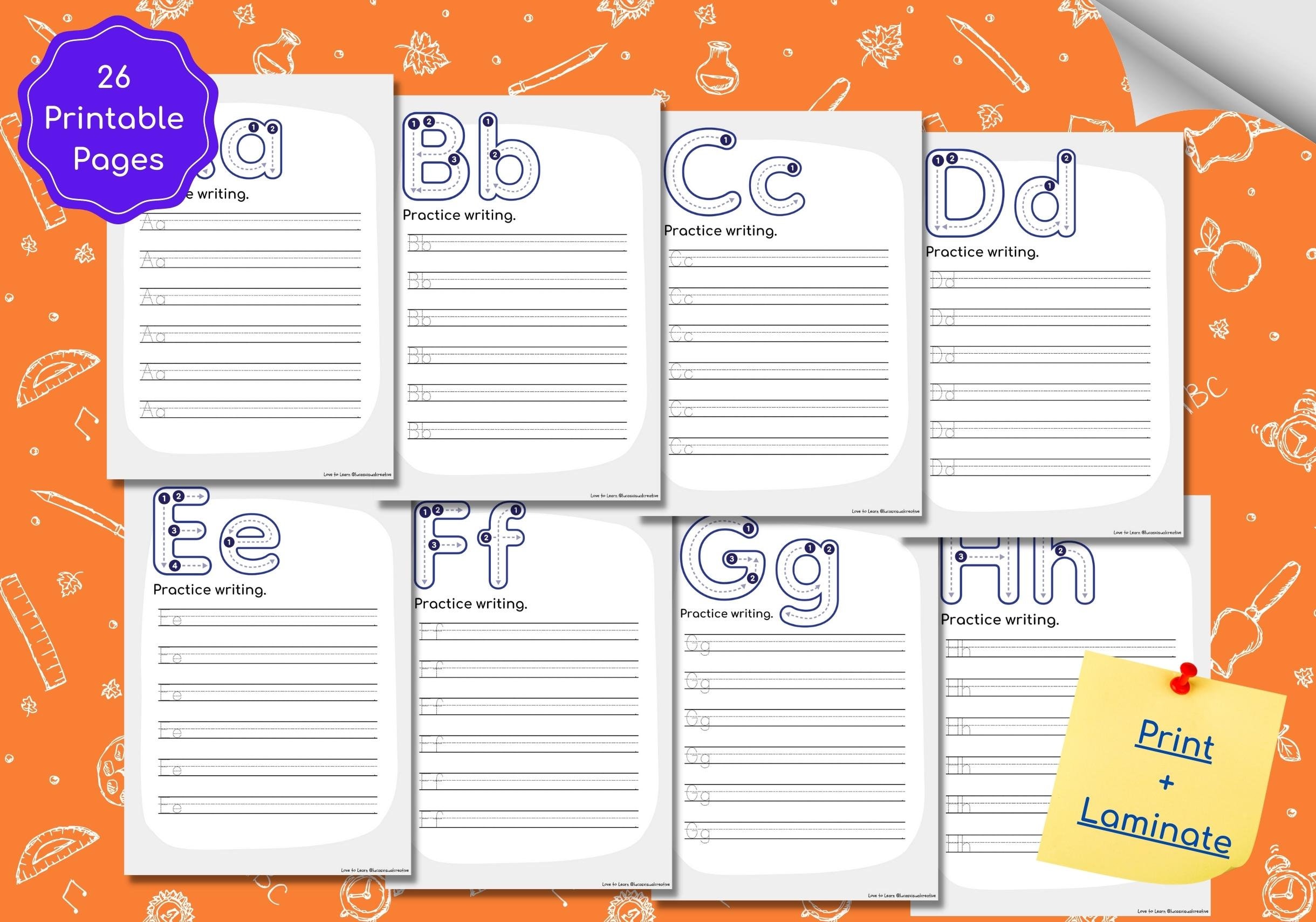 Alphabet Letter Writing Worksheets, Printable for Preschool, Uppercase ...