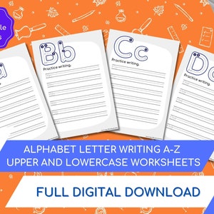 Alphabet Letter Writing Worksheets, Printable for Preschool, Uppercase ...