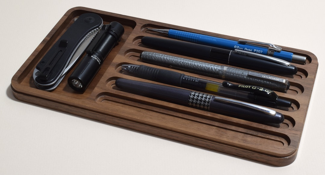 Desktop EDC Display/holder Tray With 6 Pen Slots and Integrated Catch ...