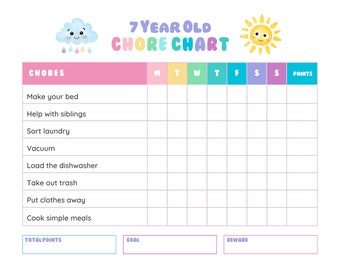 Rainbow Chore Chart for 6 Year Old - Etsy