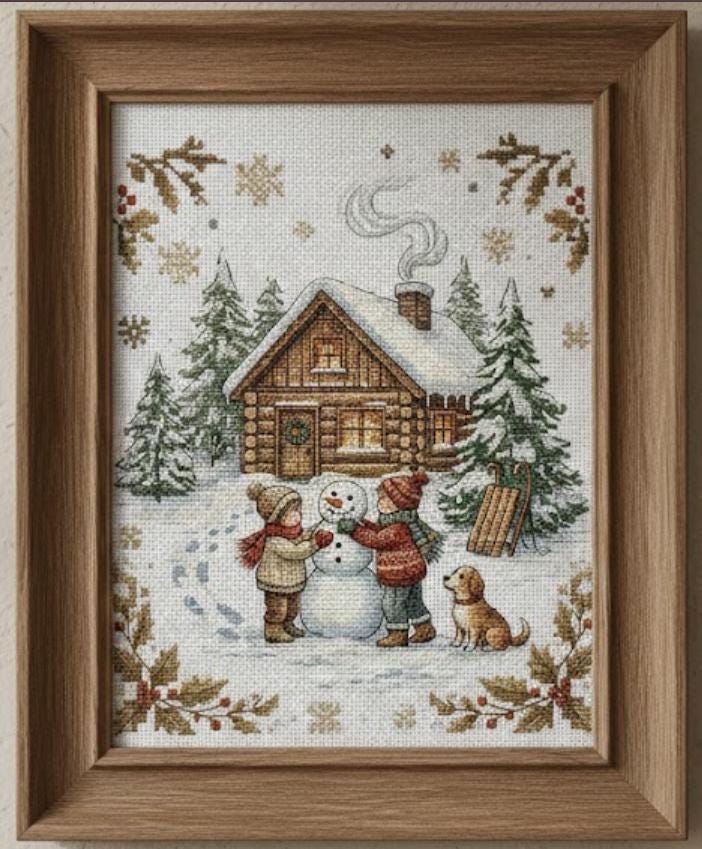Christmas Cabin Cross Stitch Pattern - Winter Joy (PDF) - Etsy