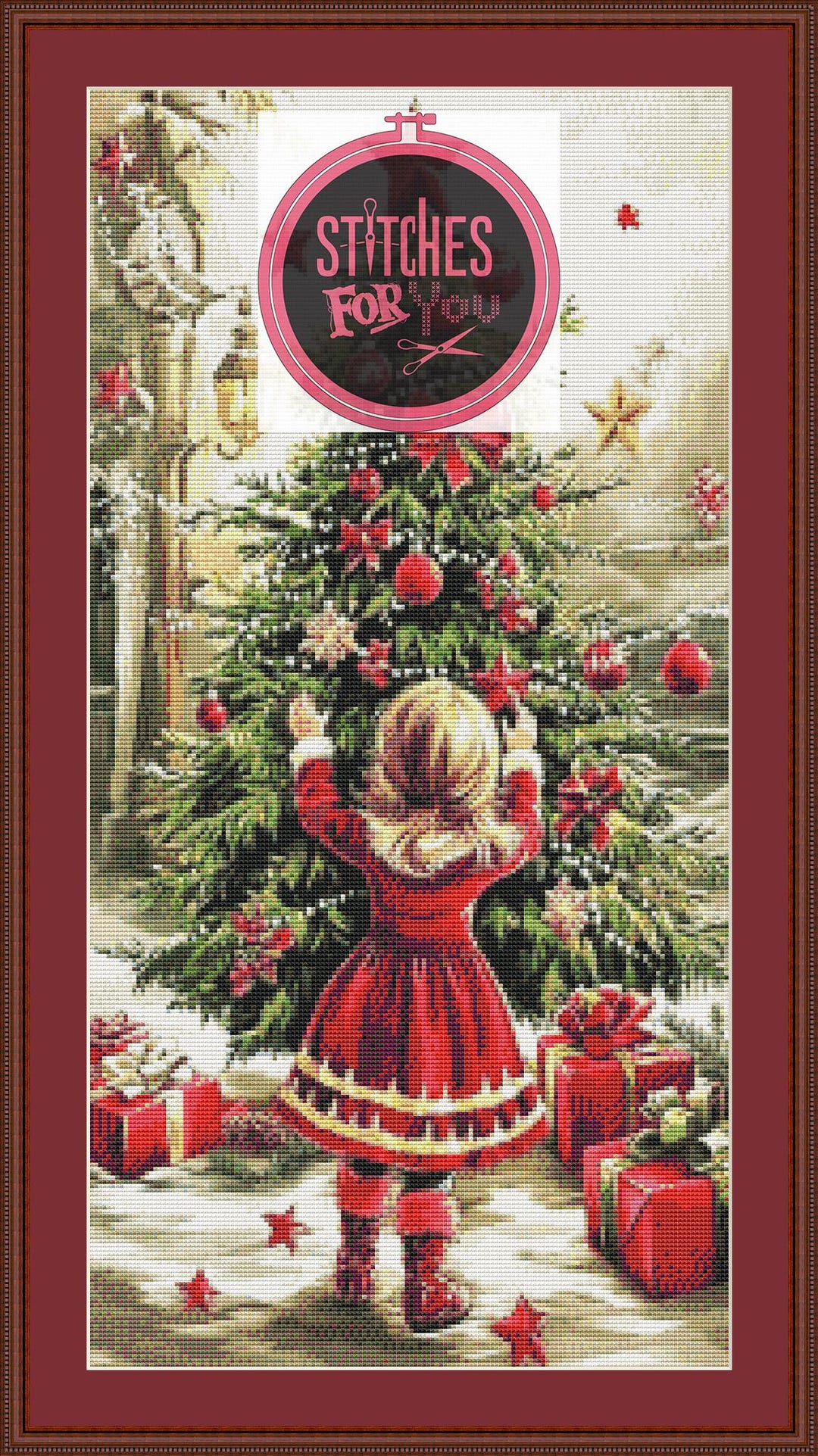 Girl Decorating Christmas Tree Cross Stitch Pattern (PDF) - Etsy