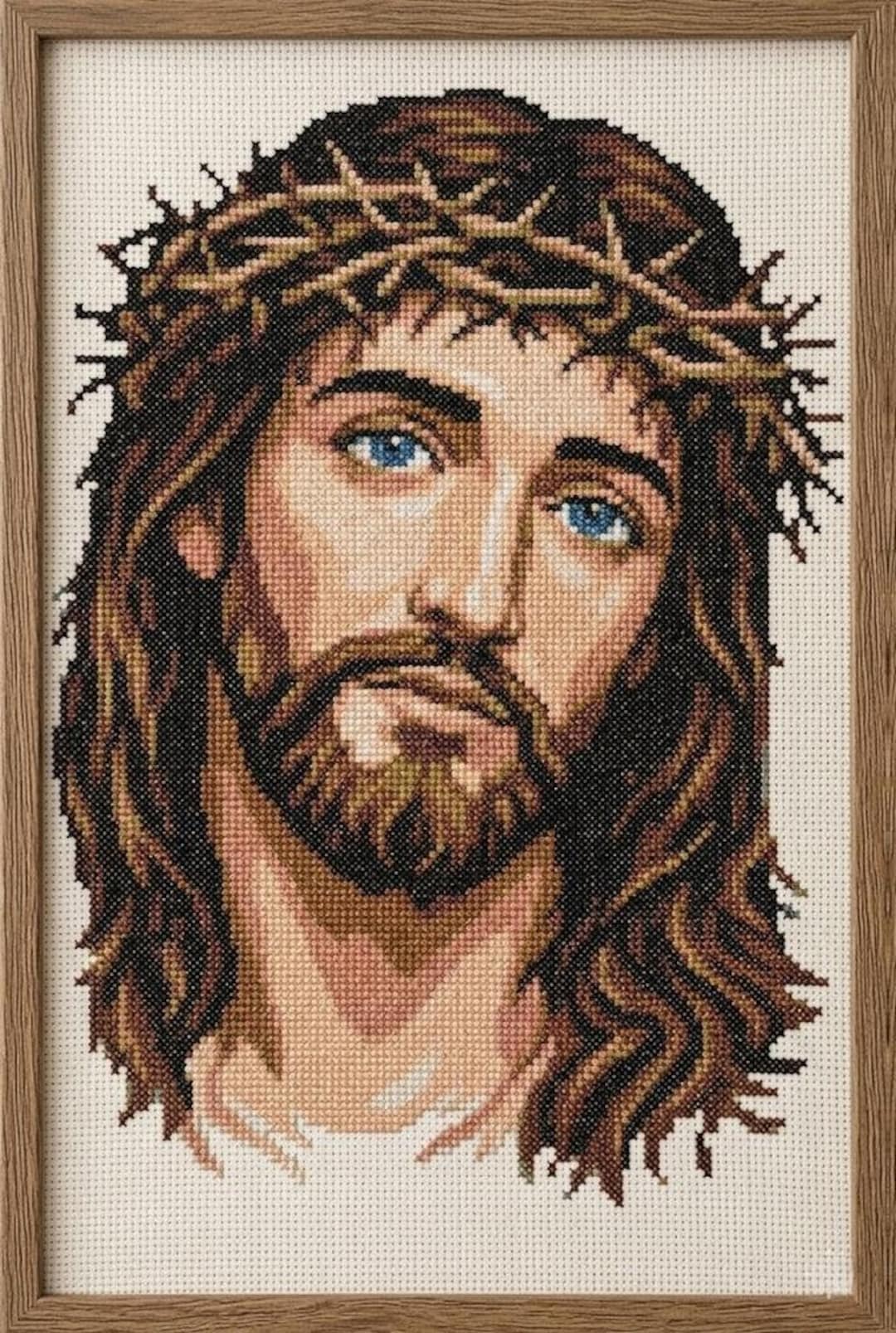 Jesus Christ Cross Stitch Pattern, Religious Portrait Embroidery Design ...