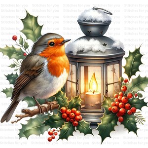 12 Christmas Robin Clipart Set , Printable Watercolor Clipart, High ...