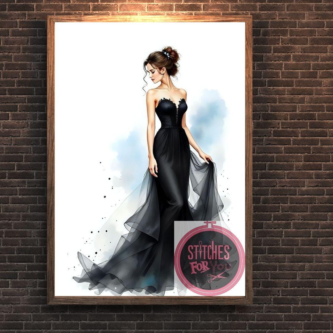 Black Dress Cross Stitch Pattern – Elegant Woman Embroidery (PDF) - Etsy