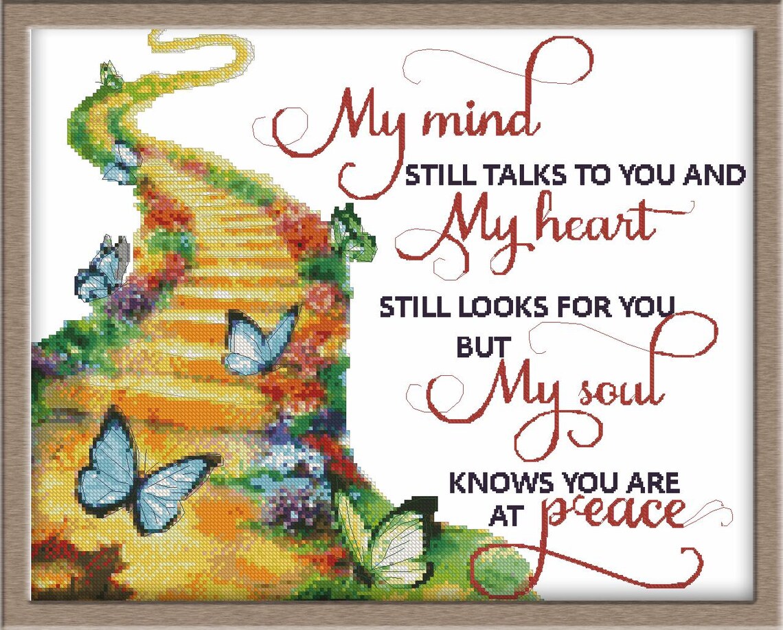My Mind Poem Cross Stitch Pattern – Butterfly & Path Design (PDF ...