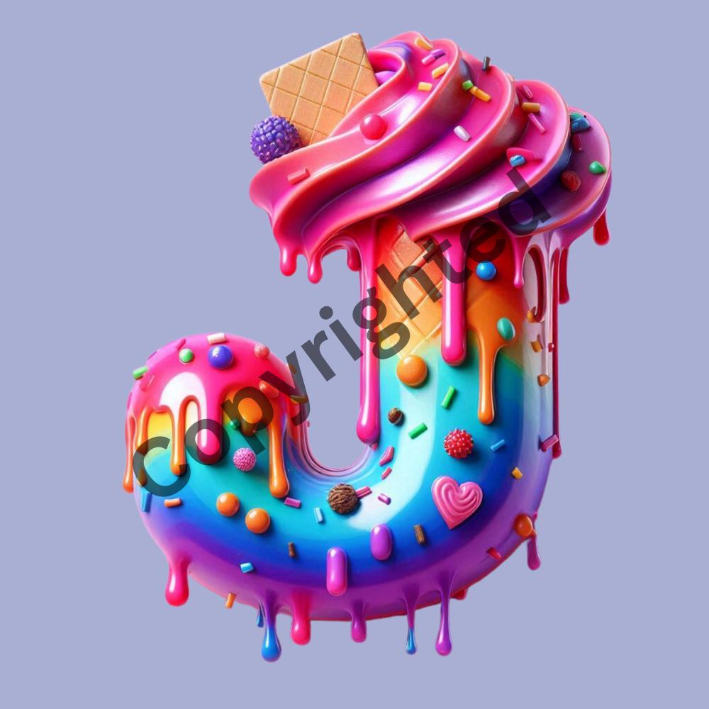 Ice Cream Theme Alphabet Clip Art PNG Bundle, Colorful Letters , Font ...