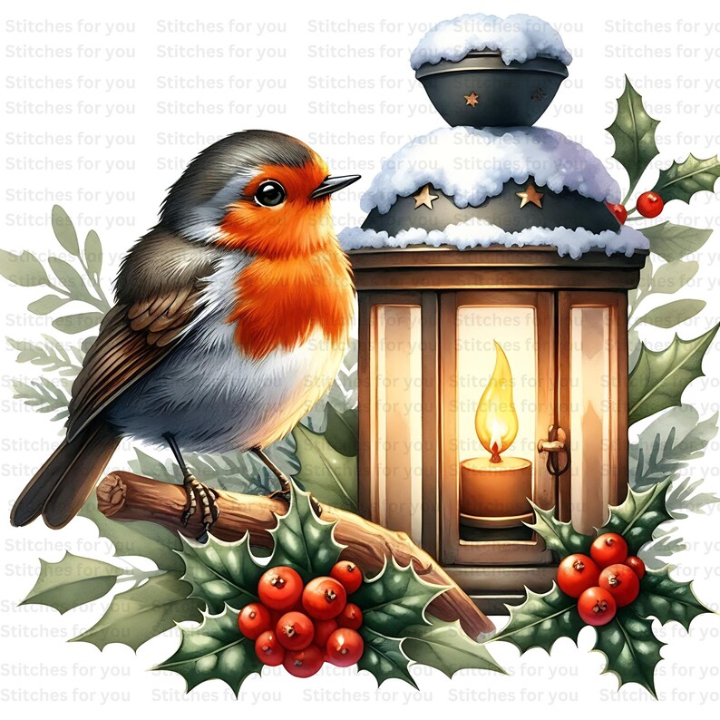 12 Christmas Robin Clipart Set , Printable Watercolor Clipart, High ...