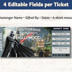 Editable Hollywood Studios Surprise Ticket INSTANT DOWNLOAD Galaxy's ...