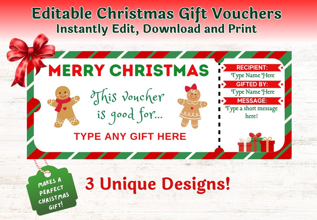 Editable Christmas Gift Voucher Gift for Kids Adults IOU Christmas Gift ...