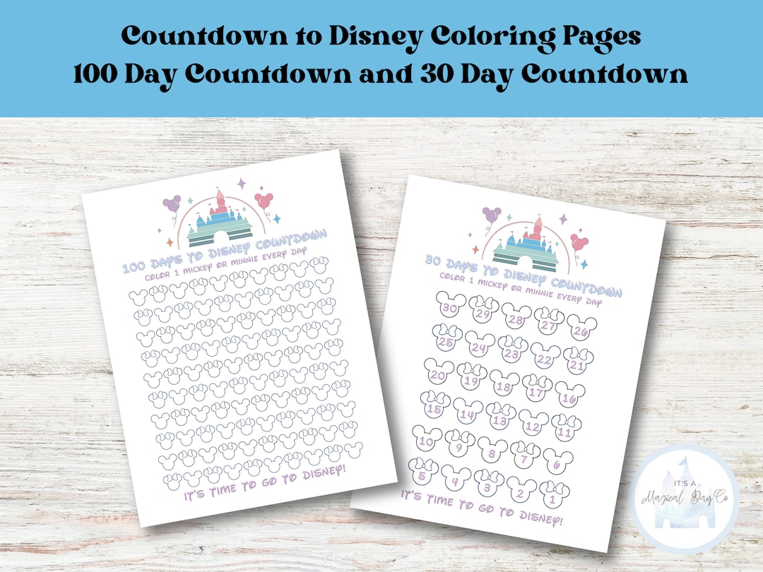 Mickey and Minnie Trip Countdown 100 Days to Vacation 30 Days to Trip ...