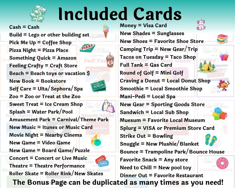 Editable Summer Fun Gift Card Book Last Minute Gift Child Teen or Young ...