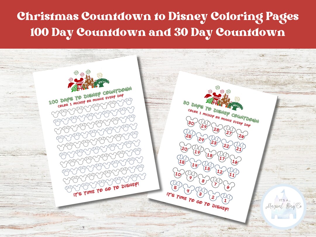 Mickey and Minnie Trip Christmas Countdown 100 Days to Vacation 30 Days ...