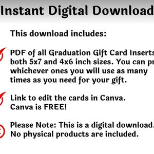 Editable Graduation Gift Card Book Last Minute Gift for Grad Gift Card ...