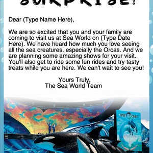 Editable Sea World Theme Park Surprise Letter, INSTANT DOWNLOAD ...