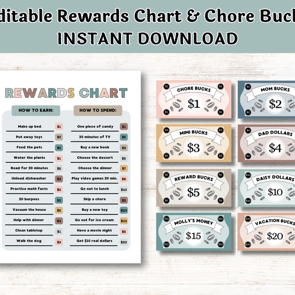 Behavior Bucks Printable, Mom Bucks, Kids Reward System Prints, DIGITAL ...
