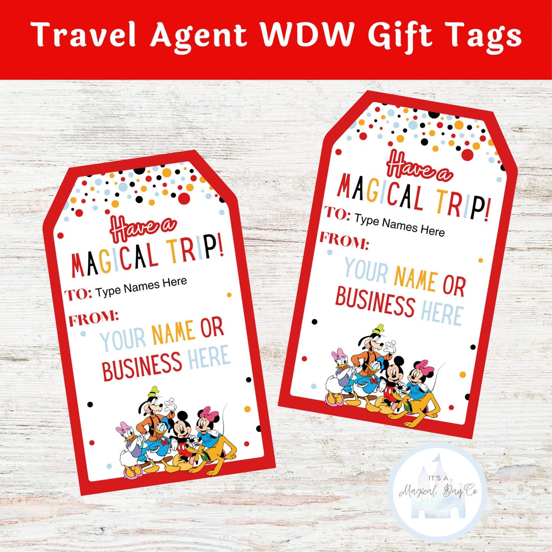Travel Agent Mickey Planner Gift Tags for WDW Clients Customizable ...
