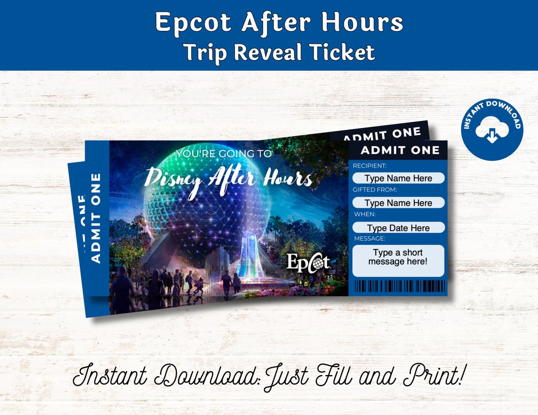 Editable Epcot After Hours Ticket Surprise Trip Reveal Announcement ...