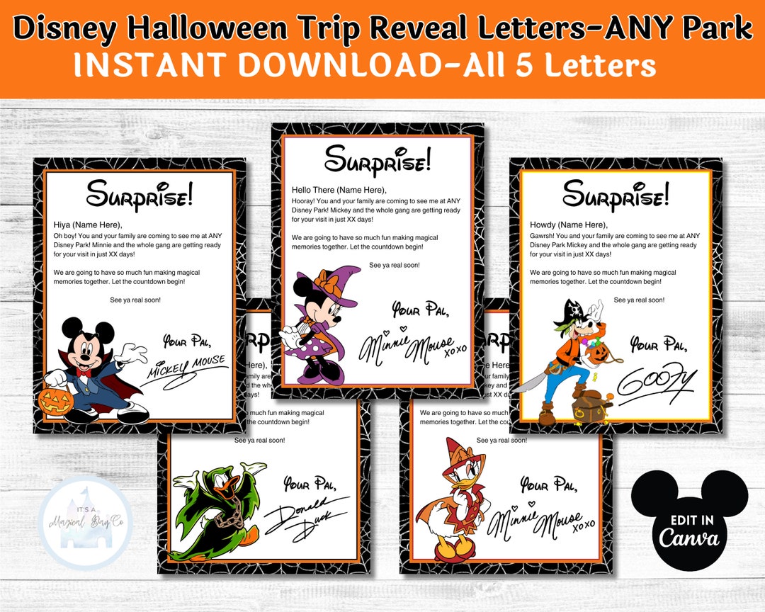 Editable Halloween Letters From Mickey Minnie Donald Daisy and Goofy ...