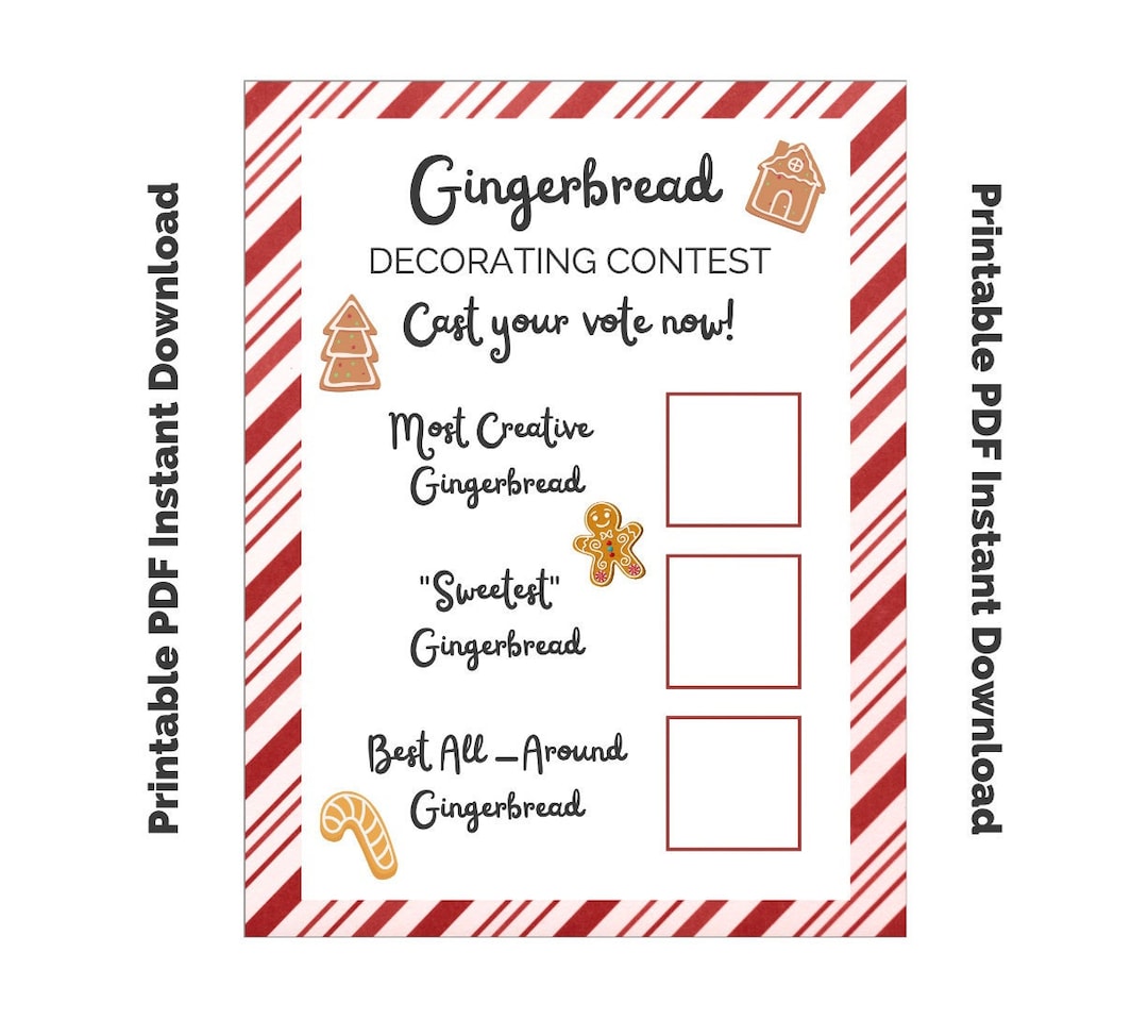 Christmas Party Gingerbread Decorating Contest Gingerbread Voting Cards ...