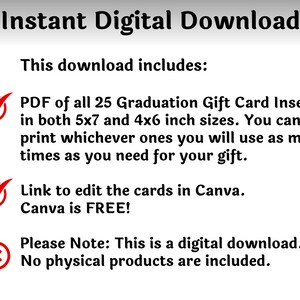 Editable Graduation Gift Card Book Last Minute Gift for Grad Gift Card ...