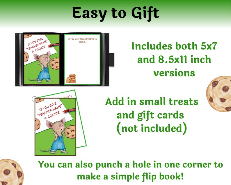 Editable If You Give a Teacher a Cookie Gift Book Cute Gift for ...