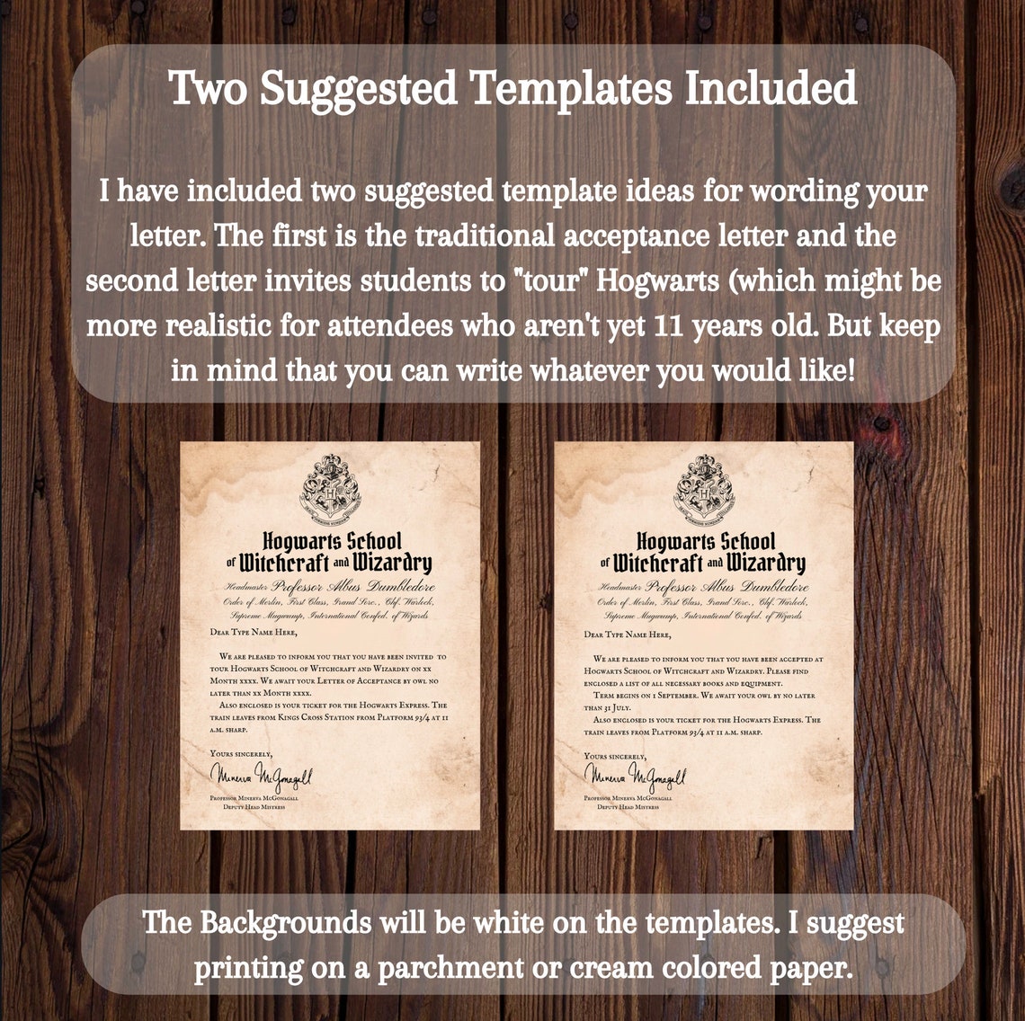 Editable Wizard School Acceptance Letter Train Ticket Trip Reveal ...