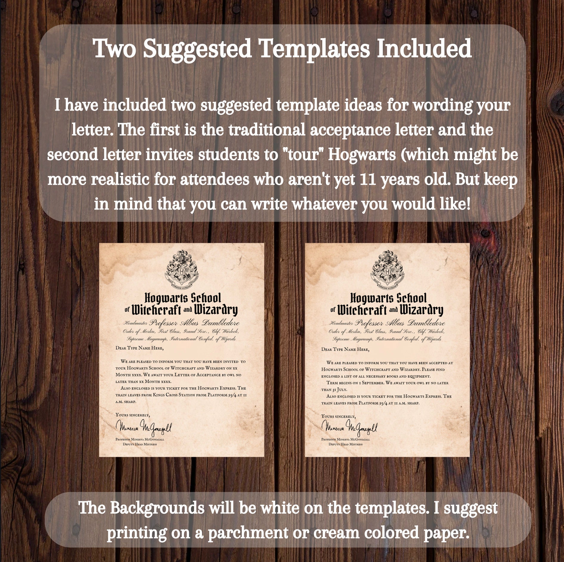 Editable Wizard School Acceptance Letter Train Ticket Trip Reveal ...
