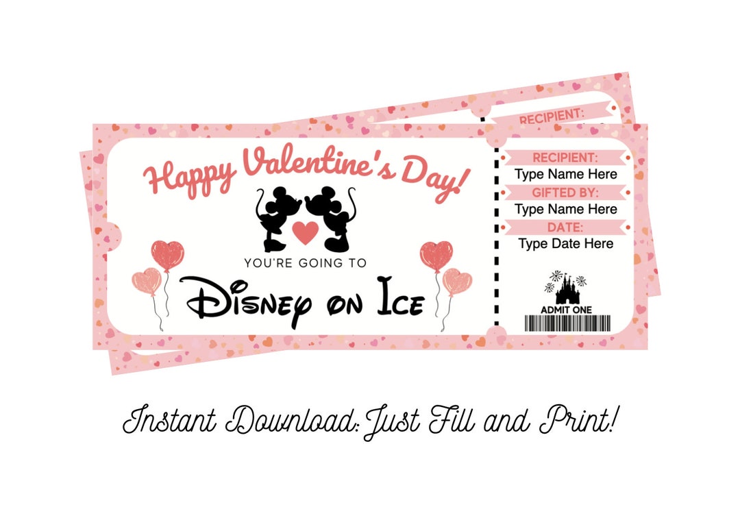 Editable Mickey on Ice Surprise Valentines Ticket INSTANT DOWNLOAD ...