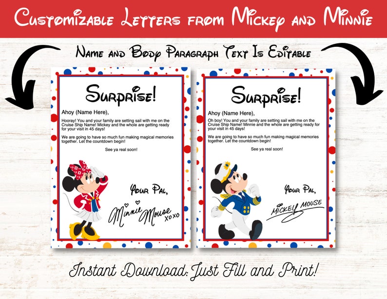 Mickey Cruise Trip Reveal Bundle, Scavenger Hunt, Tickets, Letters From ...