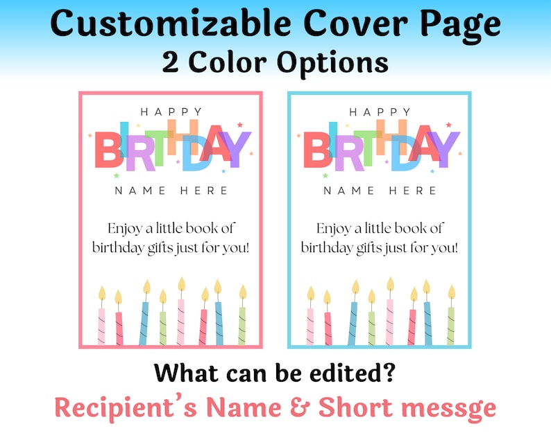Editable Birthday Gift Card Book Last Minute Birthday Gift Adult ...