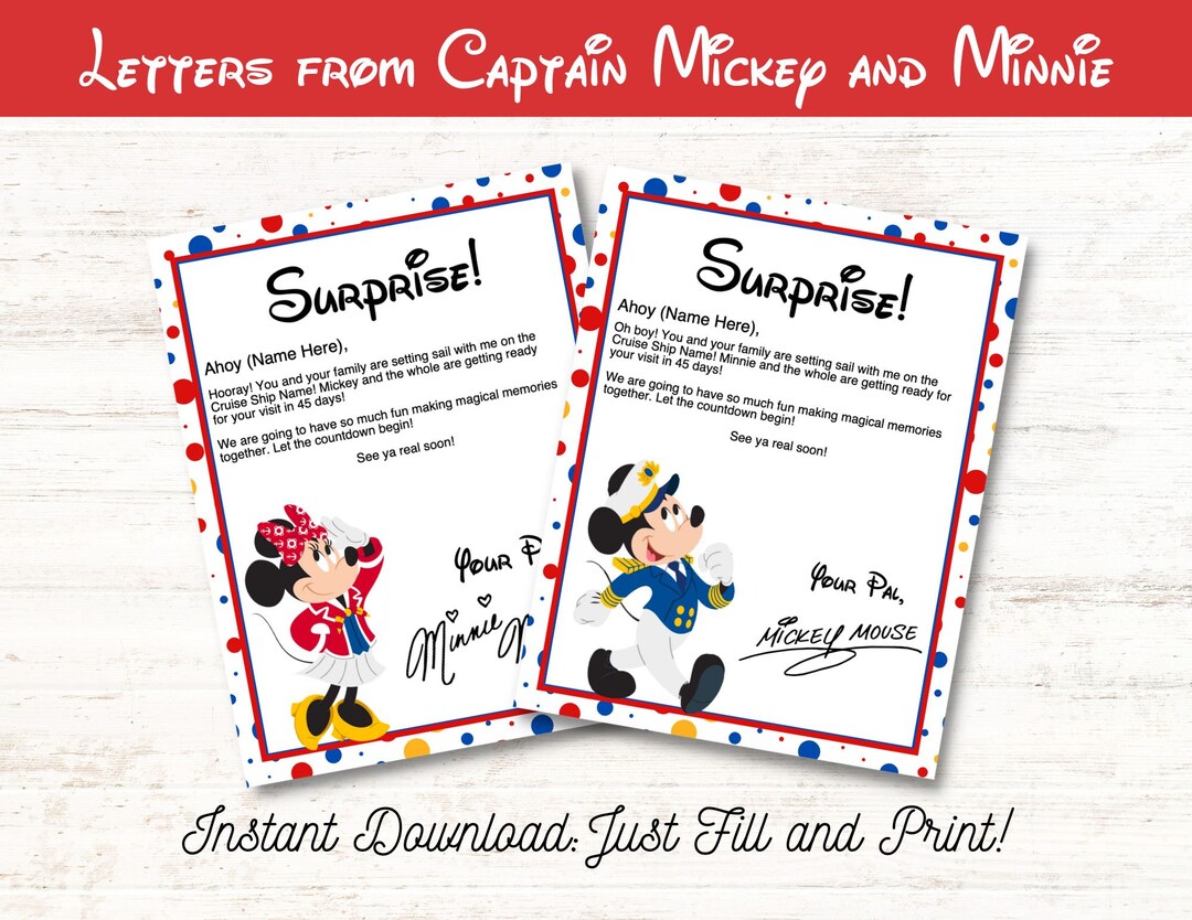 Mickey Cruise Trip Reveal Letters From Mickey and Minnie Gift for Kids ...