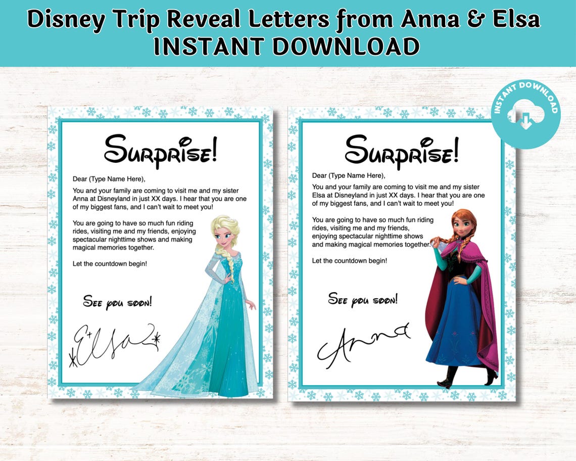 Elsa and Anna Trip Reveal Letters, Set of 2 Editable Letters, Frozen ...