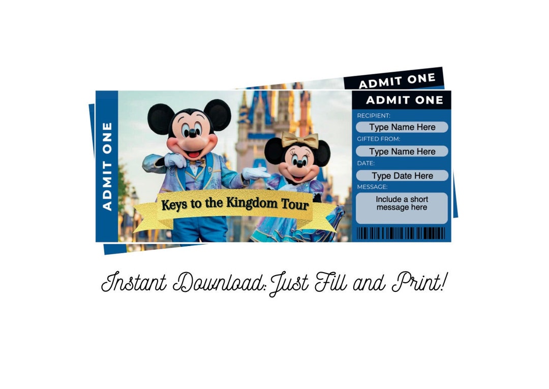 Editable Keys to the Kingdom Tour Ticket, Surprise Trip Reveal ...