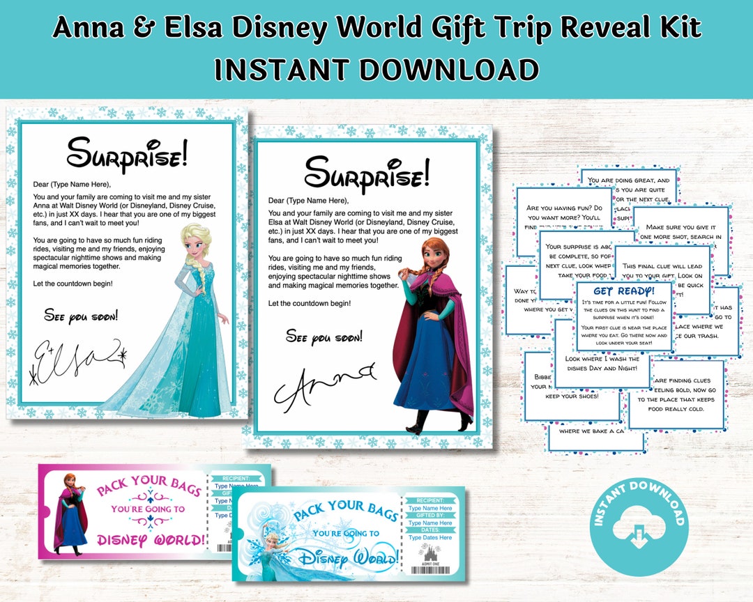 Florida Theme Park Trip Reveal Kit Princess Ticket Scavenger Hunt ...