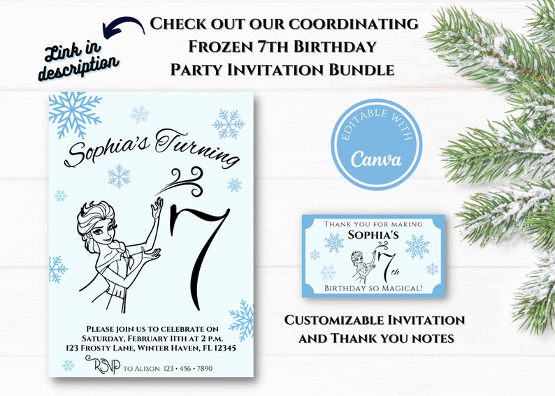 Elsa Birthday Girl 7th Birthday Queen Elsa Princess Birthday INSTANT ...