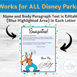 Editable Letters From Mickey Minnie Donald Daisy and Goofy, Trip Reveal ...