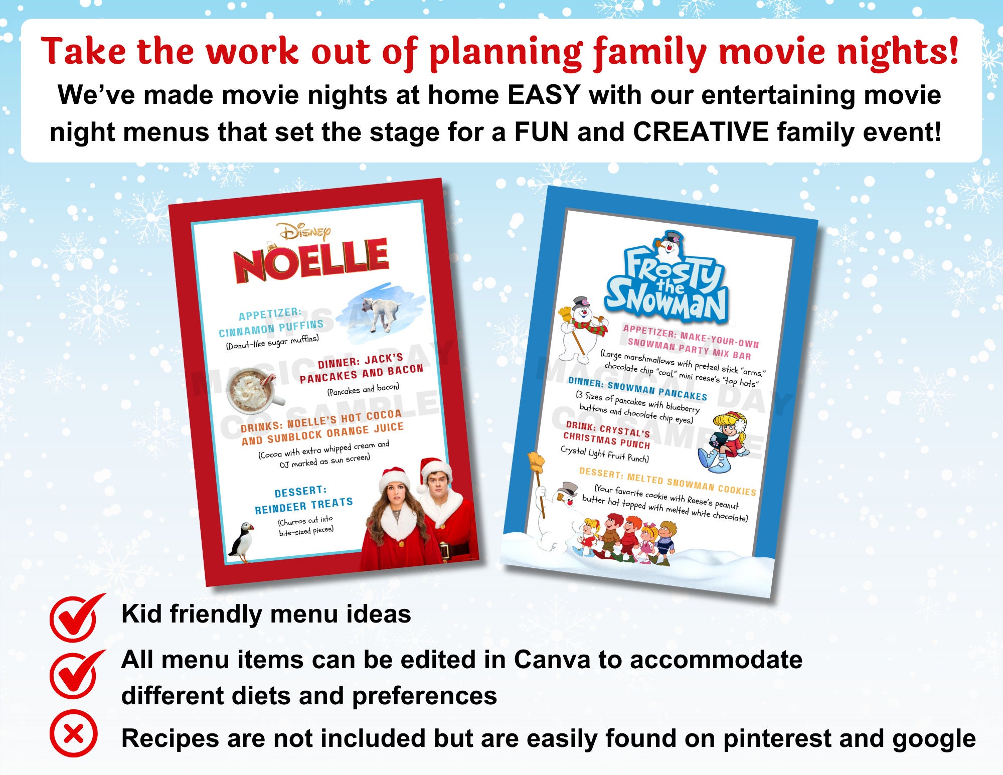 25 Christmas Dinner and a Movie Night Menus | Christmas Movie Night ...