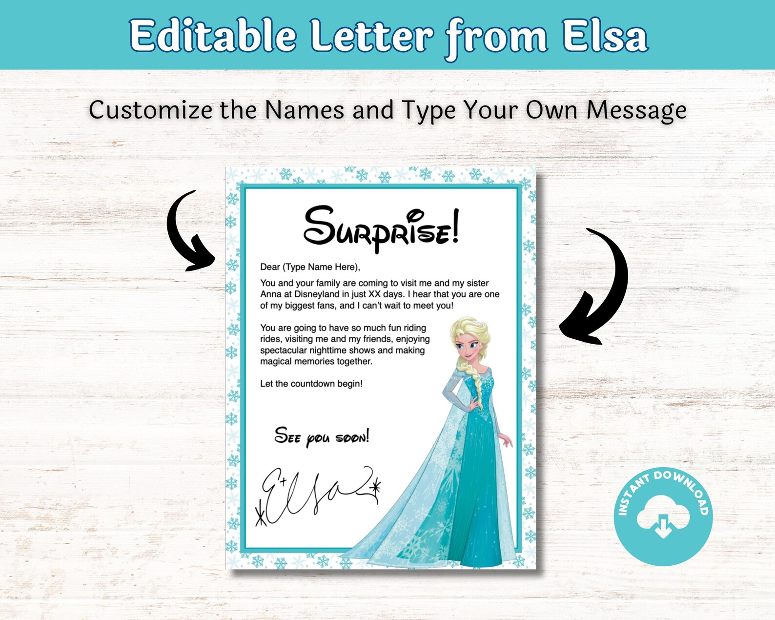 Elsa and Anna Trip Reveal Letters, Set of 2 Editable Letters, Frozen ...