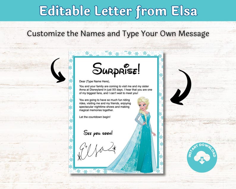 Elsa and Anna Trip Reveal Letters, Set of 2 Editable Letters, Frozen ...