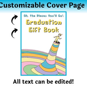 Editable Places You'll Go Graduation Gift Card Book Gift for Grad Gift ...