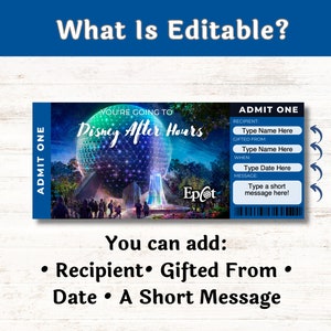 Editable Epcot After Hours Ticket Surprise Trip Reveal Announcement ...