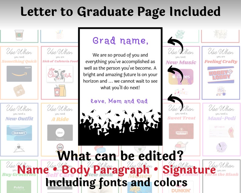 Editable Graduation Gift Card Book Last Minute Gift for Grad Gift Card ...