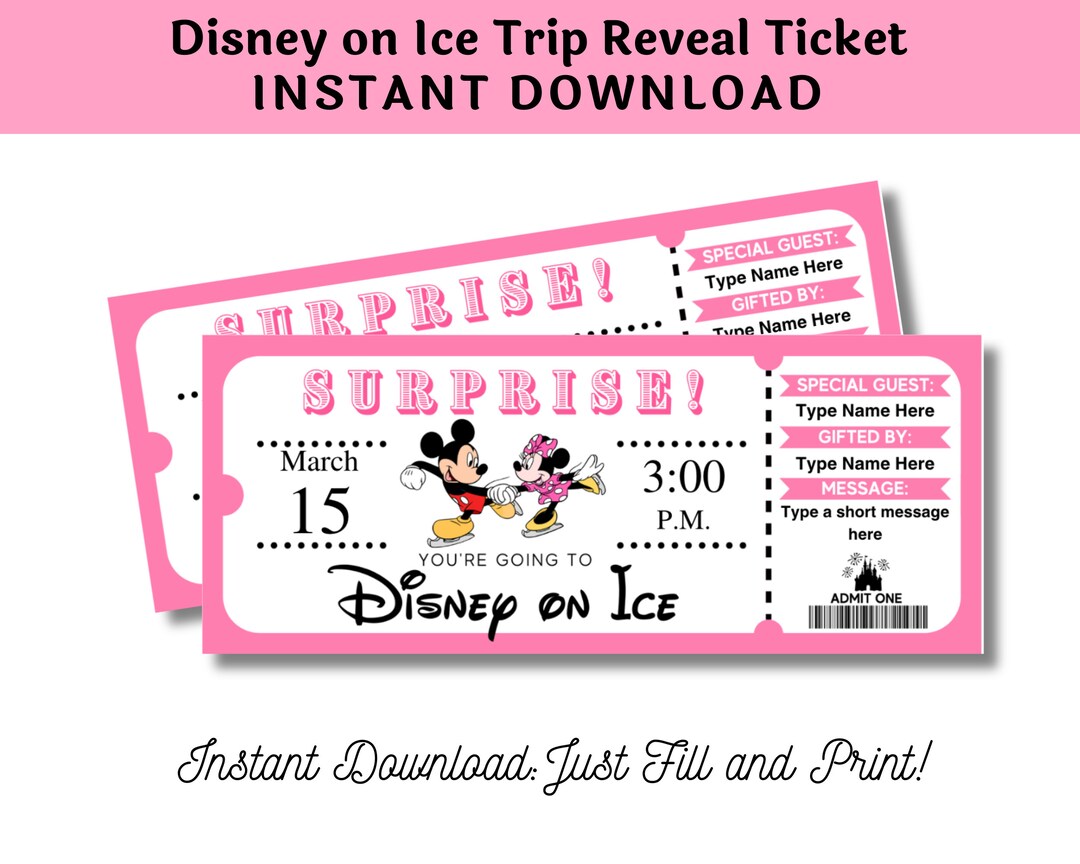 Editable Mickey on Ice Surprise Ticket INSTANT DOWNLOAD, Surprise Trip ...